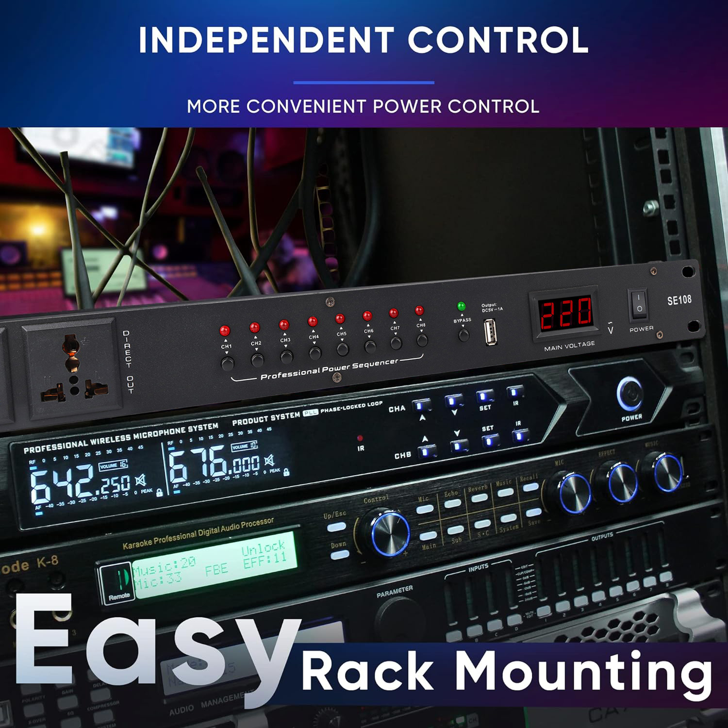 BOMGE 10 Outlet Power conditioner -8 Independent Switch Rack power ...