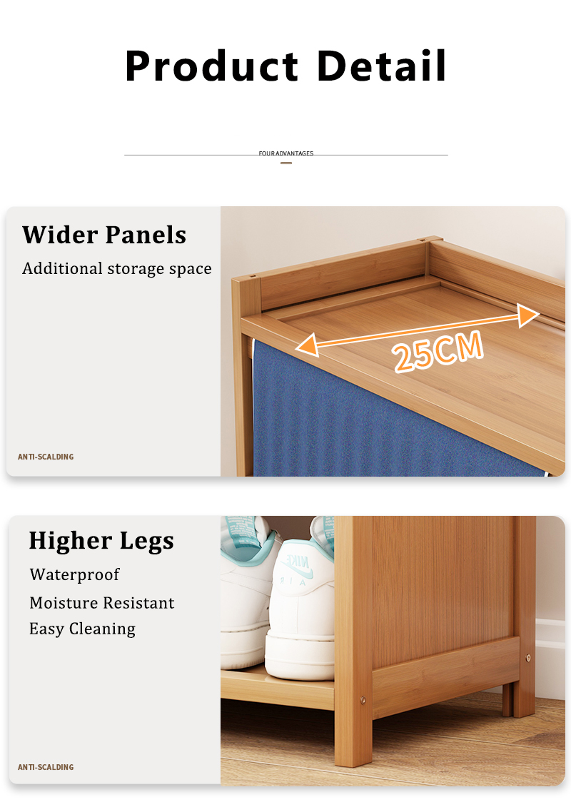 gooreestyle high-capacity bamboo shoe rack cabinet wooden storage ...