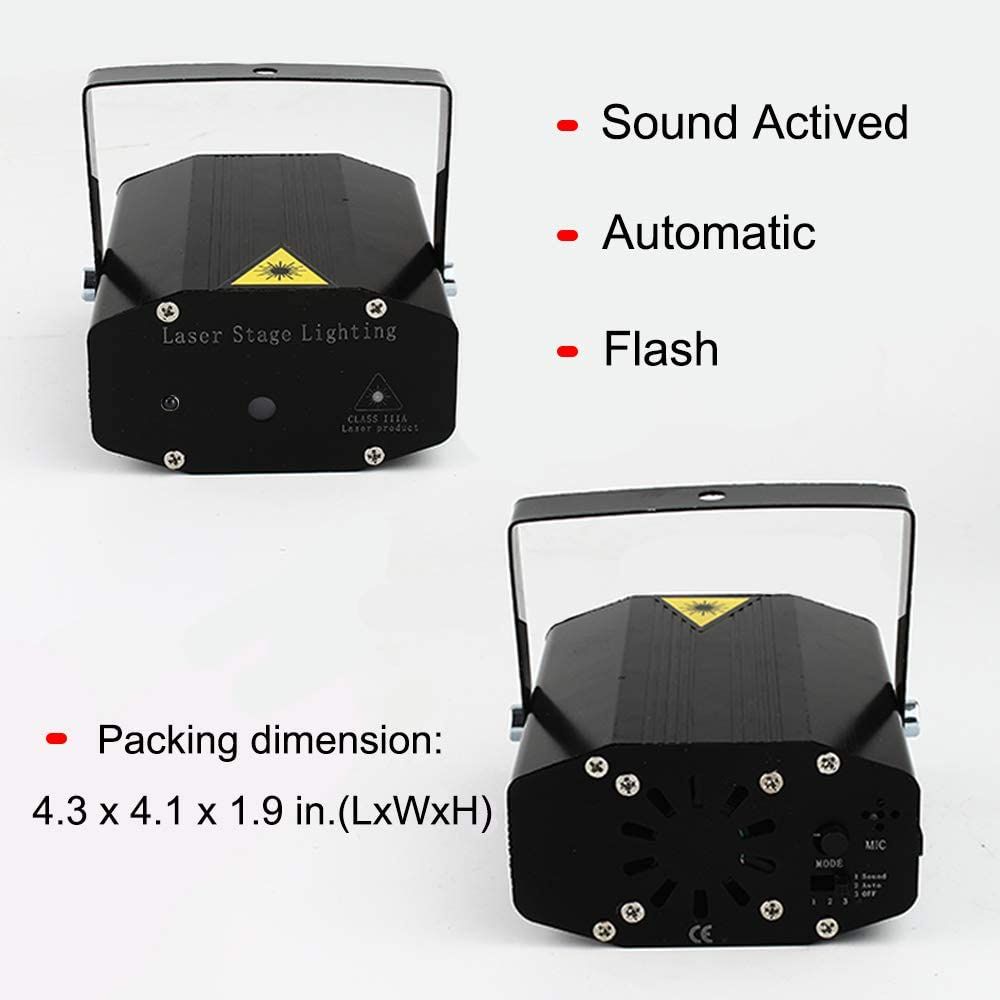 LED DJ Disco Stage Light Projector Laser Lights with Sound Activation ...