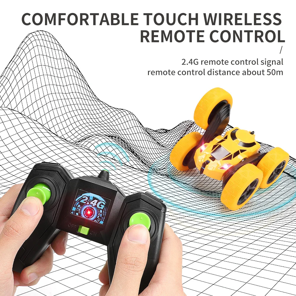 Rc Car High-Speed Double-Sided Remote Control Flip Stunt Cars 2.4G Wireless Cool Children's Toys ...
