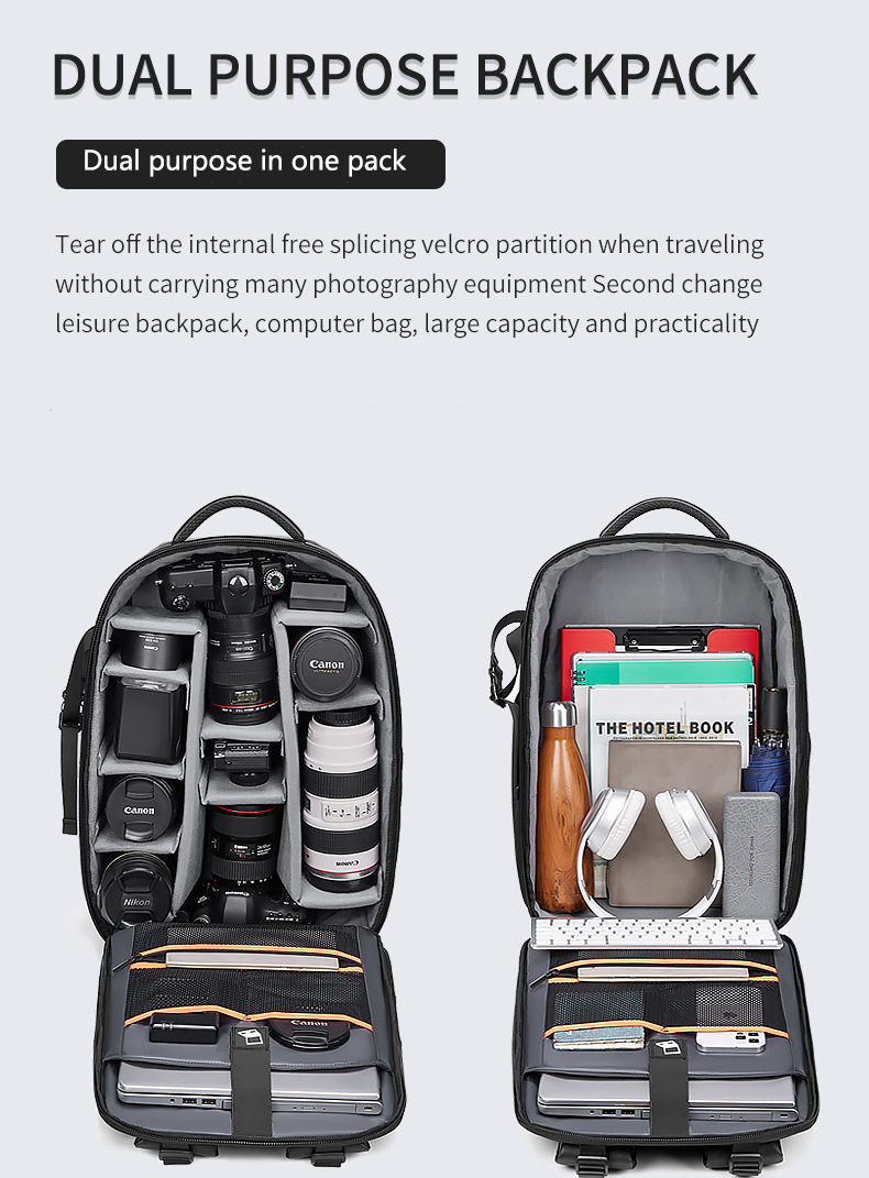 OUTWALK Large Capacity Camera backpack Digital Dslr Bag Waterproof ...