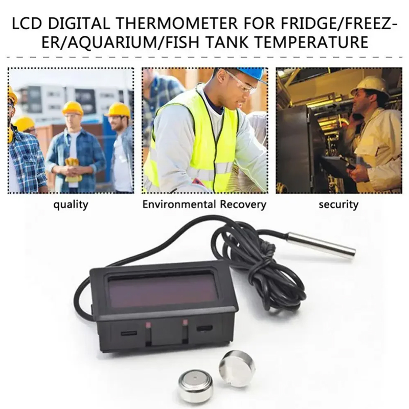 Digital thermometer hygrometer LCD display humidity meter with probe ...
