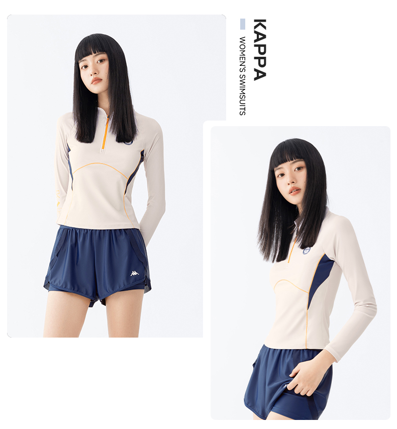 Kappa Female Swimwear Beach Outfits 2 Pieces Long Sleeve Swimsuit ...