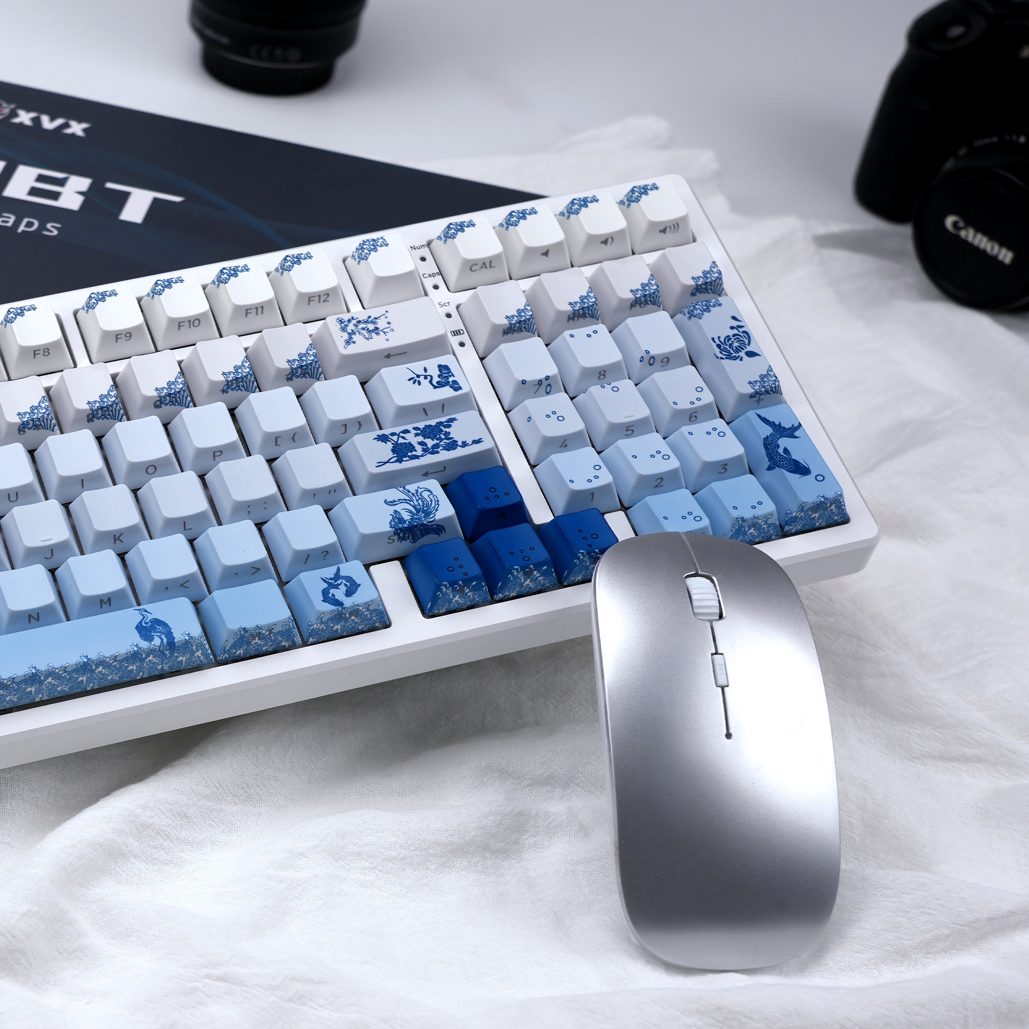 xvx Blue and white porcelain keycaps cherry PBT keycaps 136 keys ...