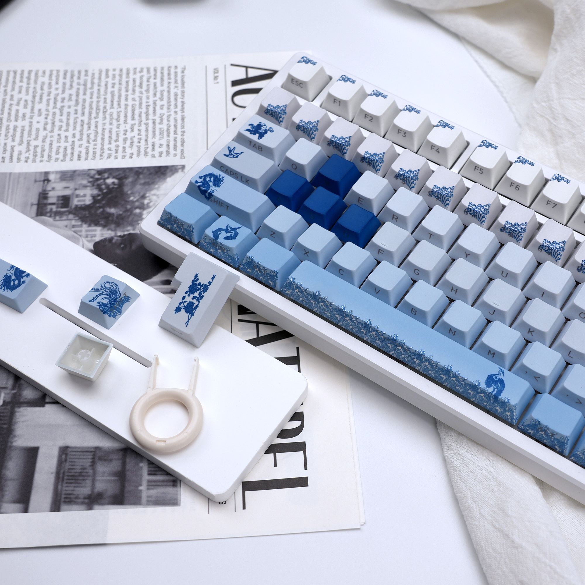 xvx Blue and white porcelain keycaps cherry PBT keycaps 136 keys ...