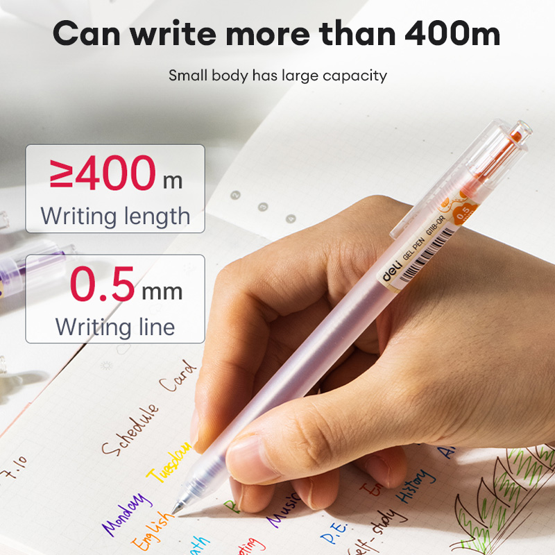 Deli 12 Color Press Gel Pen 0.5mm Bullet Ballpen Writing Pen For School ...