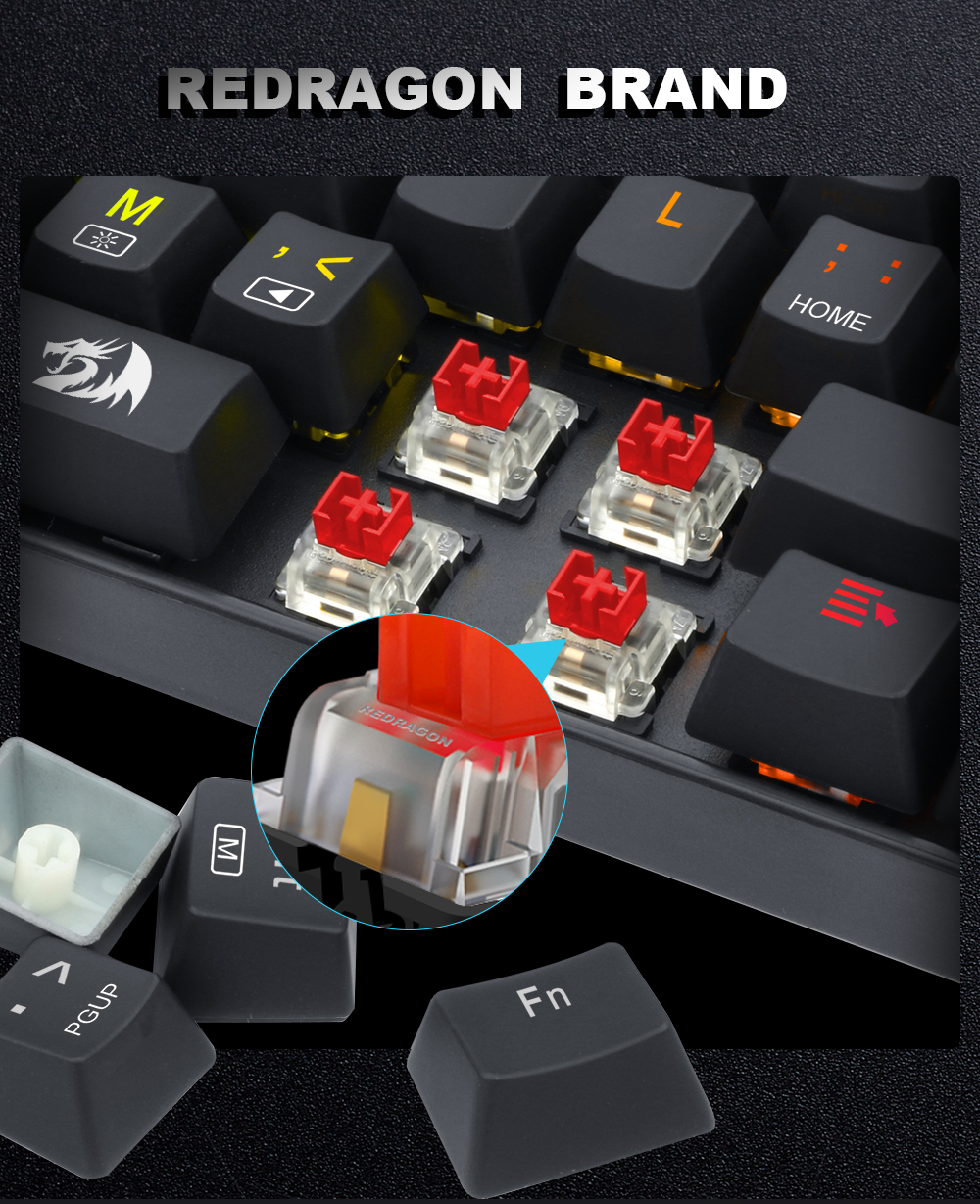 Redragon SMD RGB MX Switch 3-pin Touch Keyboard Red Brown Purple ...