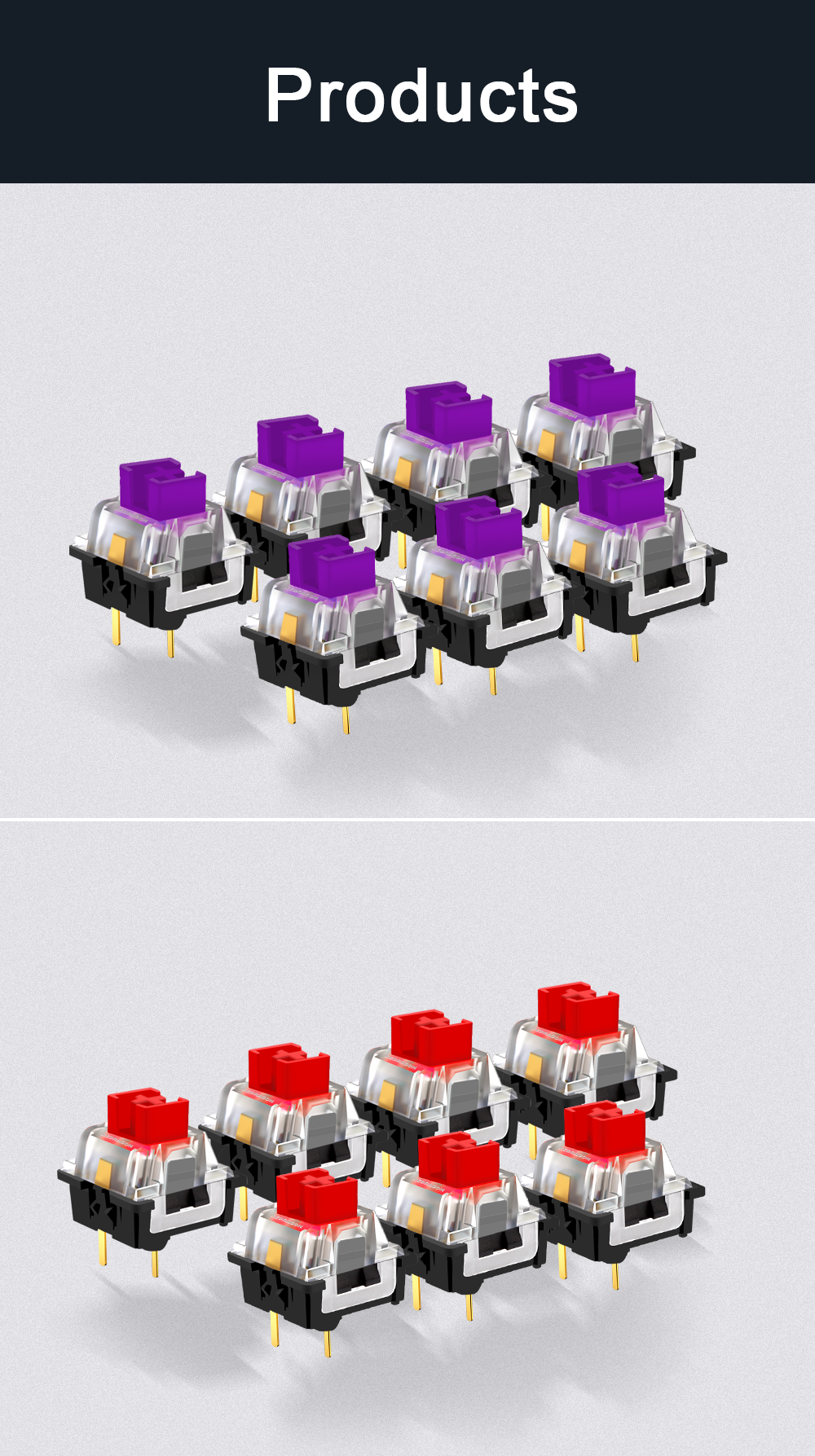 Redragon SMD RGB MX Switch 3-pin Touch Keyboard Red Brown Purple ...