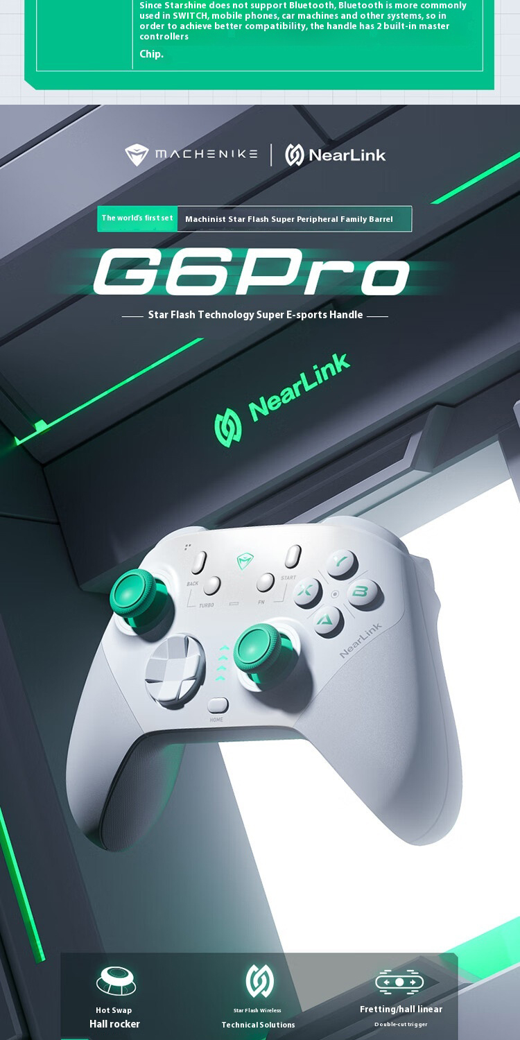 Machenike G6PRO Starflash/G6PRO Wireless Bluetooth Game Controller Switch Pro Controller Wired ...