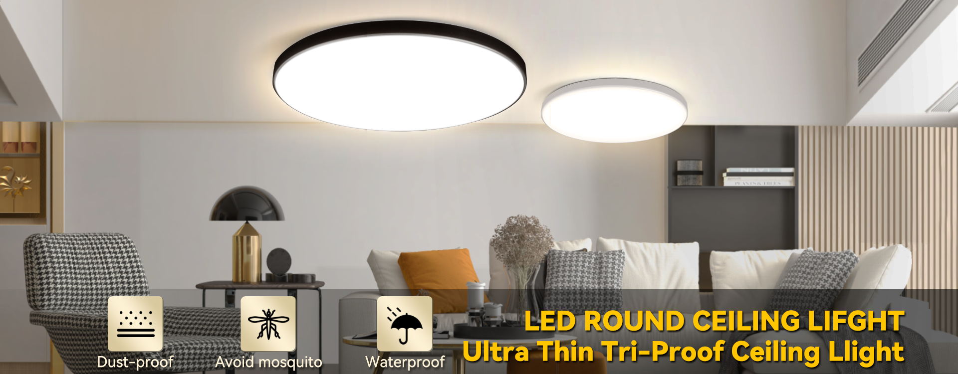3 Colors LED Ceiling Light 30W 40W 50W Waterproof IP44 Tri-proof ...