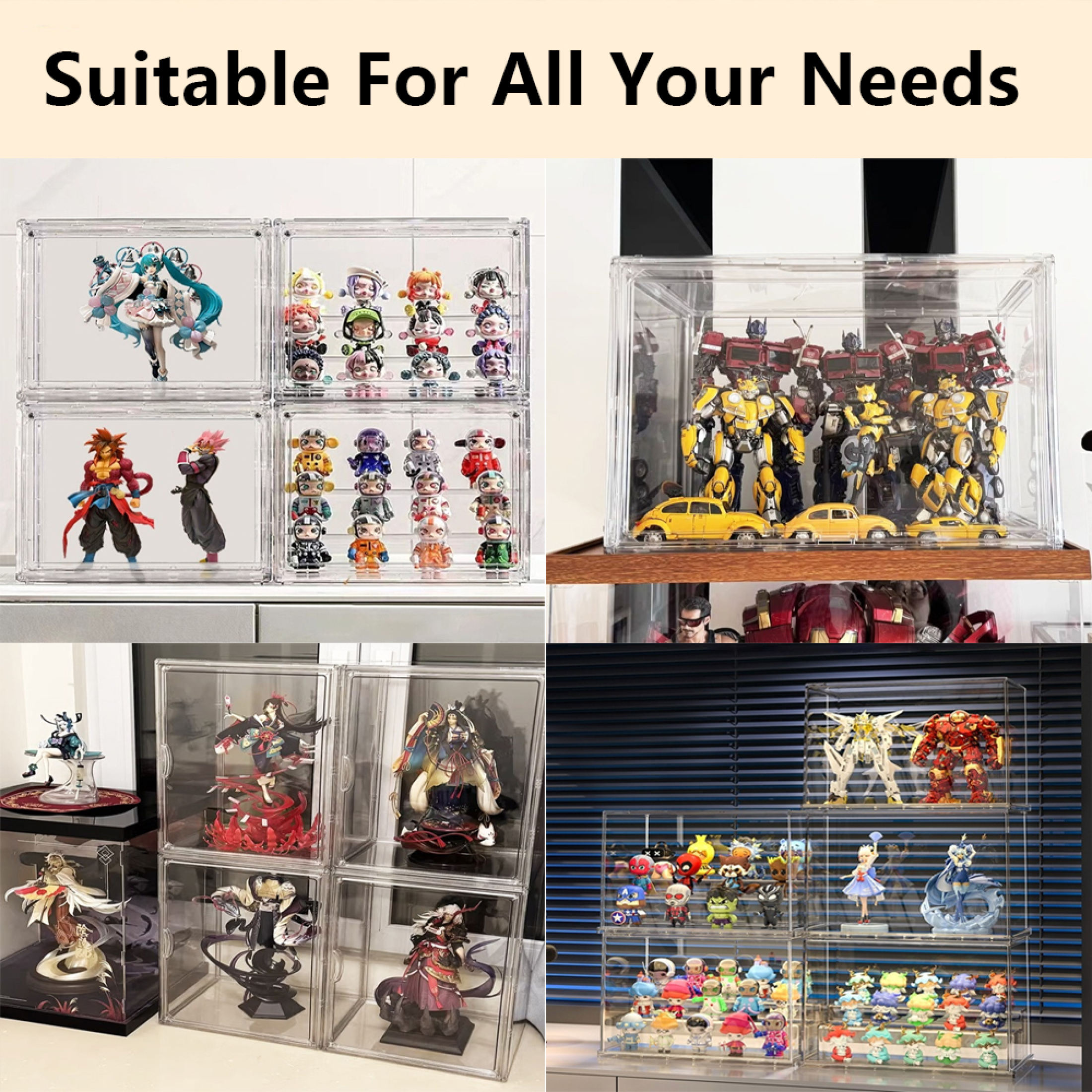 DEEYO Fully Transparent Acrylic Storage Bag Magnetic Acrylic Toy Display Box Stackble Luxury Bag ...