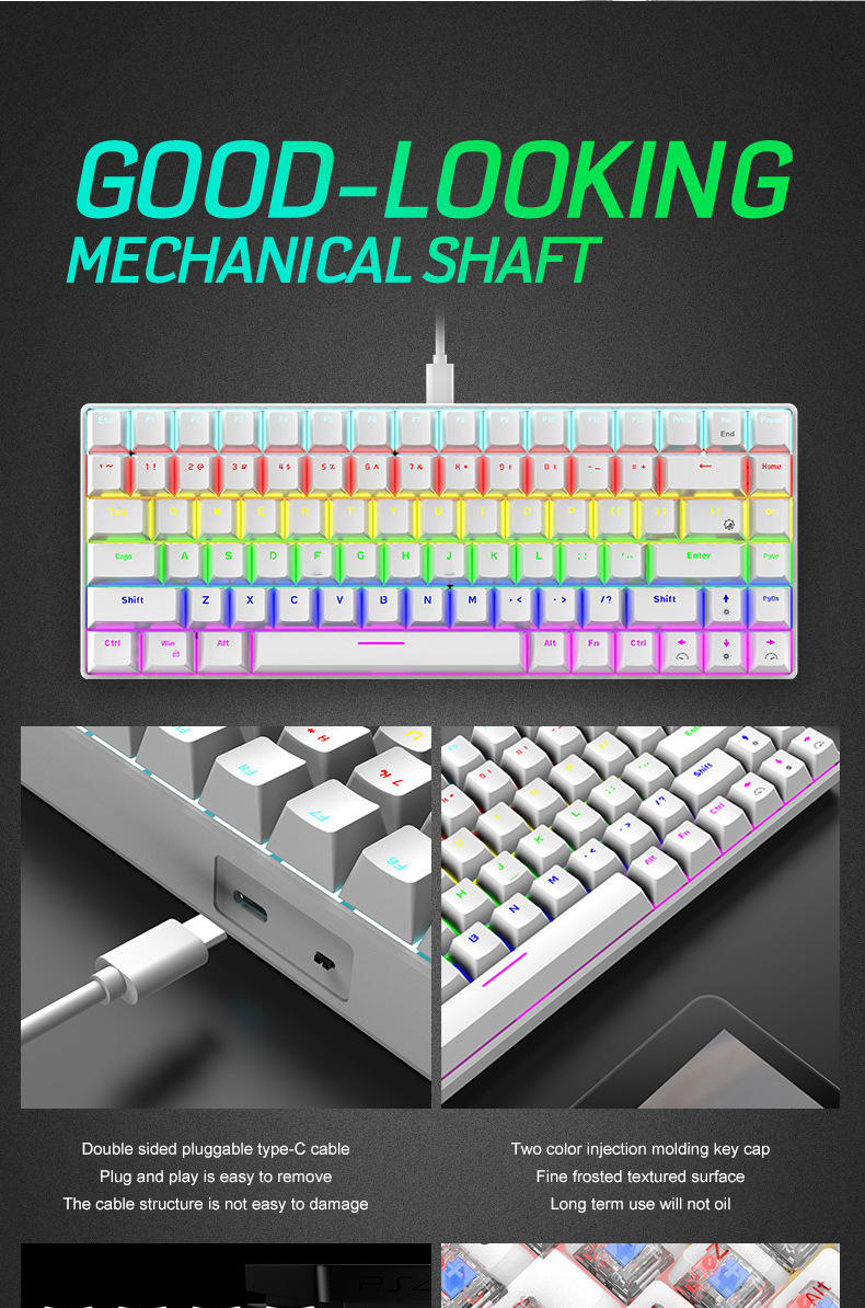 ZIYOULANG K84 Mechanical Keyboard Laptop Wired Work Game Luminous ...