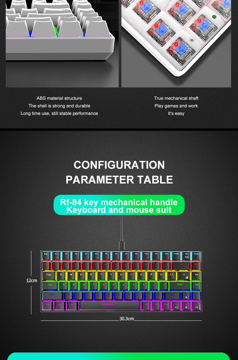 ZIYOULANG K84 Mechanical Keyboard Laptop Wired Work Game Luminous ...