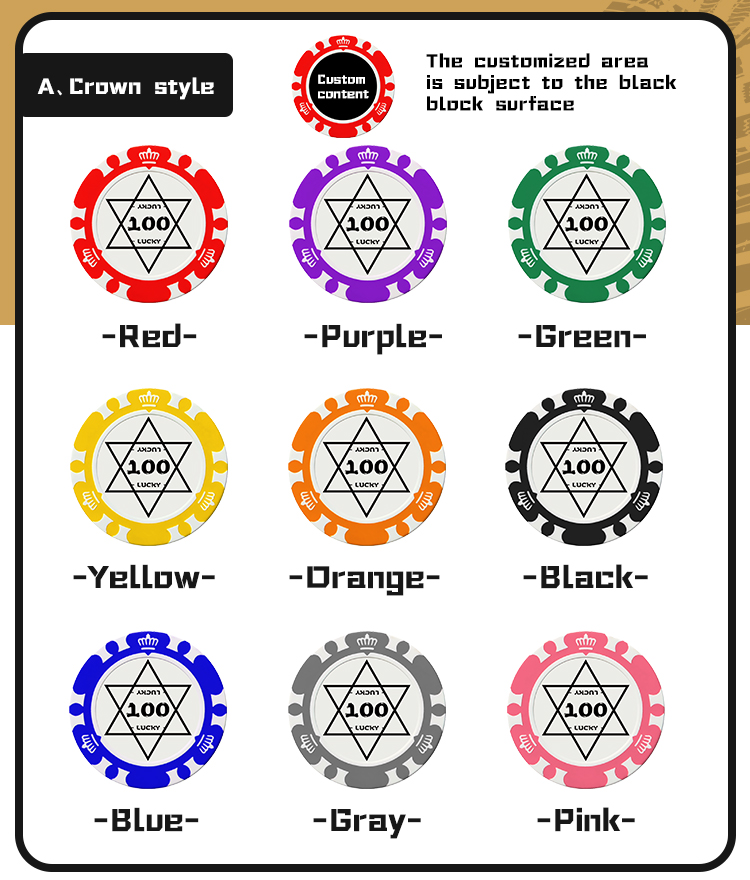 Gifthing Customized Chips Texas Hold'em Poker Chips Crown Chips Game ...