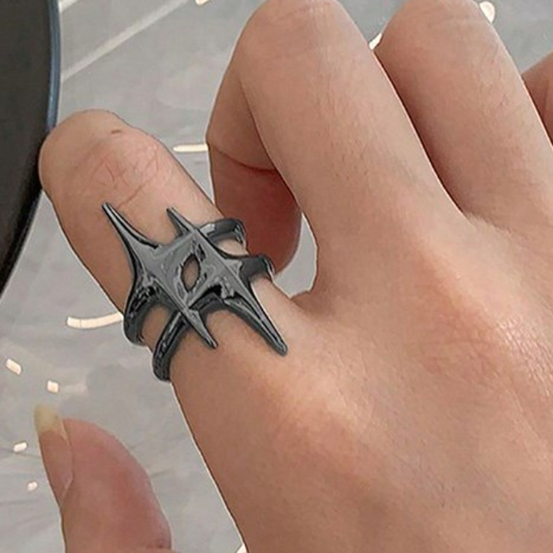 Star Double Layer Hollow Open Adjustable Rings Fashion Mens Womens Ring ...