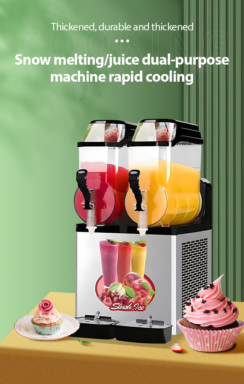 Stainless steel slush machine, milk tea shop, double cylinder juice ...