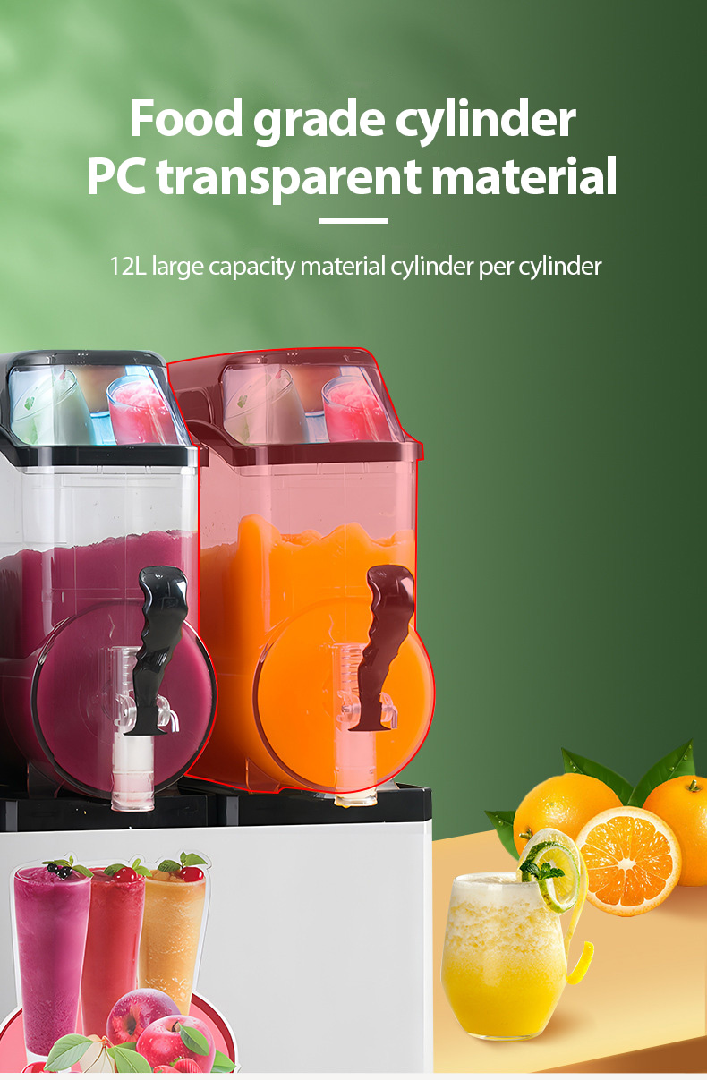 Stainless steel slush machine, milk tea shop, double cylinder juice ...