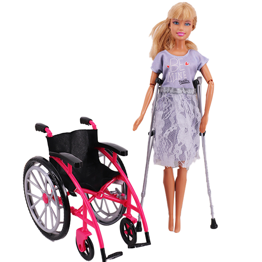 Barbie Doll Miniature Wheelchair Crutches Folding Wheelchair Toy ...