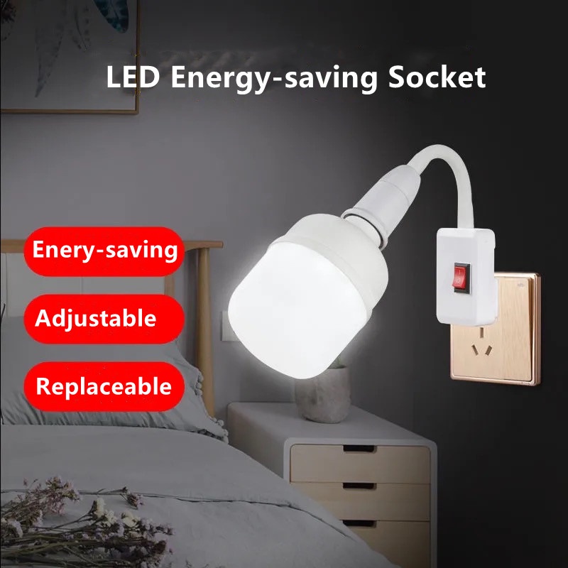 LED Plug-In Night Light Energy Saving Bedside Wall Lamp With Switch (NO ...