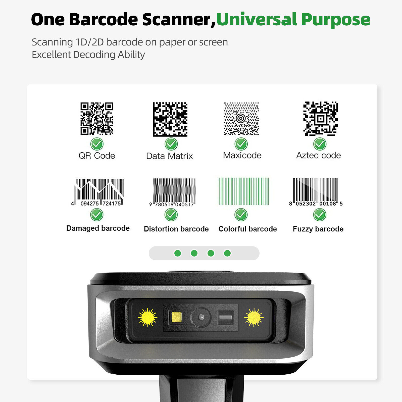 Eyoyo 2D Barcode Scanner QR Code Screen Reader with Base 3-in-1 Via ...