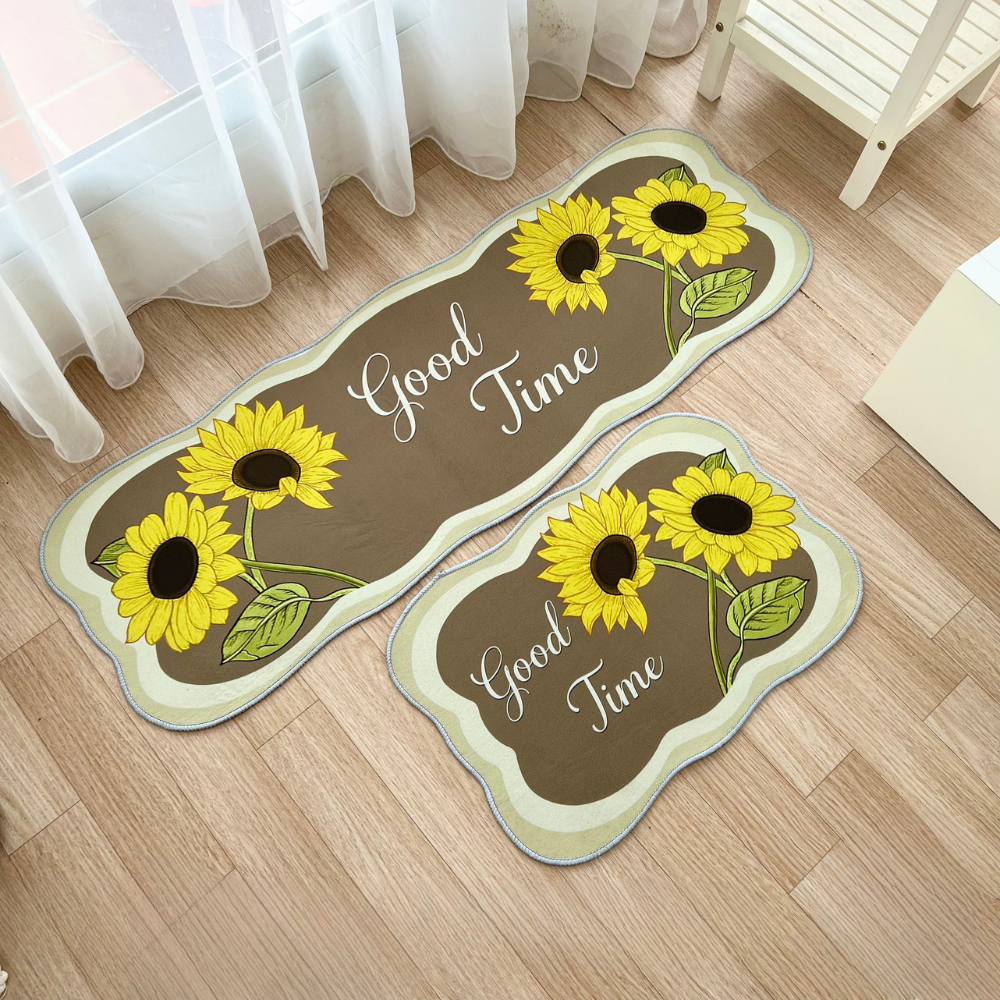 Crystal Velvet Sunflower Absorbent Bathroom Floor Mat Porch Balcony ...
