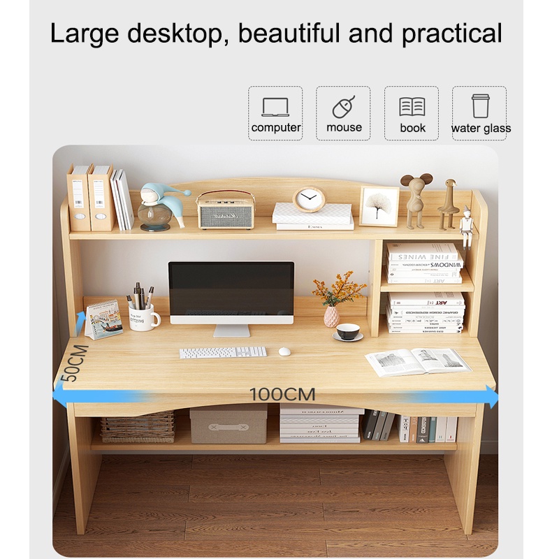 Study Table Computer Desk Desktop Home Desk Bookcase Combination Office ...