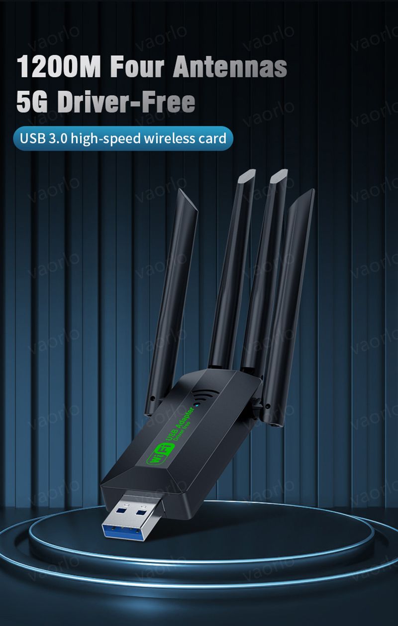 VAORLO Original 4 Antennas 1200Mbps WiFi USB 3.0 Adapter 802.11AX Dual Band 2.4G/5GHz Wireless ...