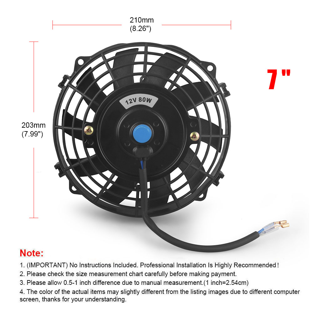 7/10/12/14 Inch 12V 80W 2100RPM Car Air Conditioning Electronic ...