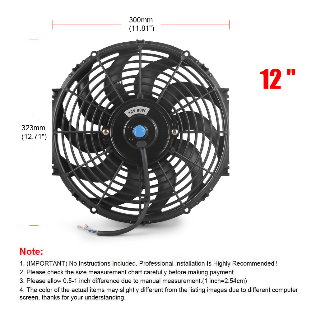 7/10/12/14 Inch 12V 80W 2100RPM Car Air Conditioning Electronic ...