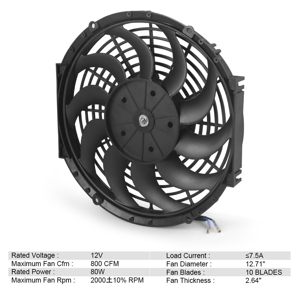 7/10/12/14 Inch 12V 80W 2100RPM Car Air Conditioning Electronic ...