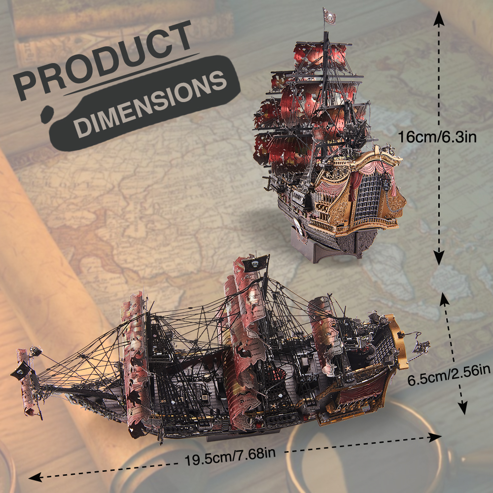 Piececool 3D Metal Model Kit The Queen Anne's Revenge Pirate Ship DIY ...