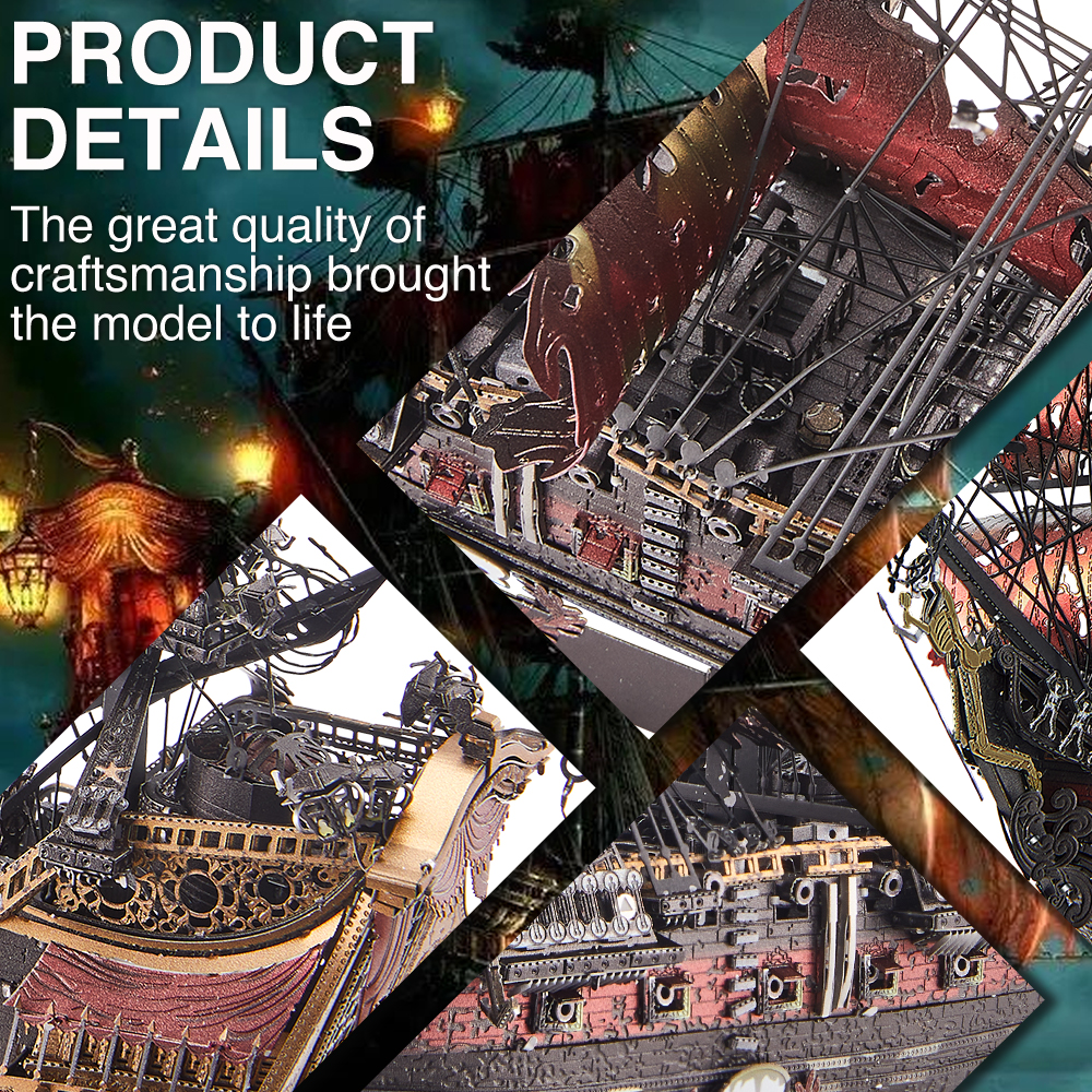 Piececool 3D Metal Model Kit The Queen Anne's Revenge Pirate Ship DIY ...