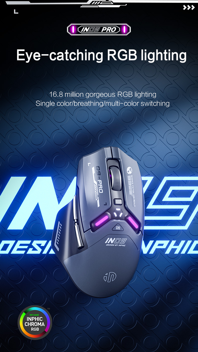 inphic IN9 pro Gaming Mouse Wireless/Wired/Bluetooth5.0 Tri-mode ...