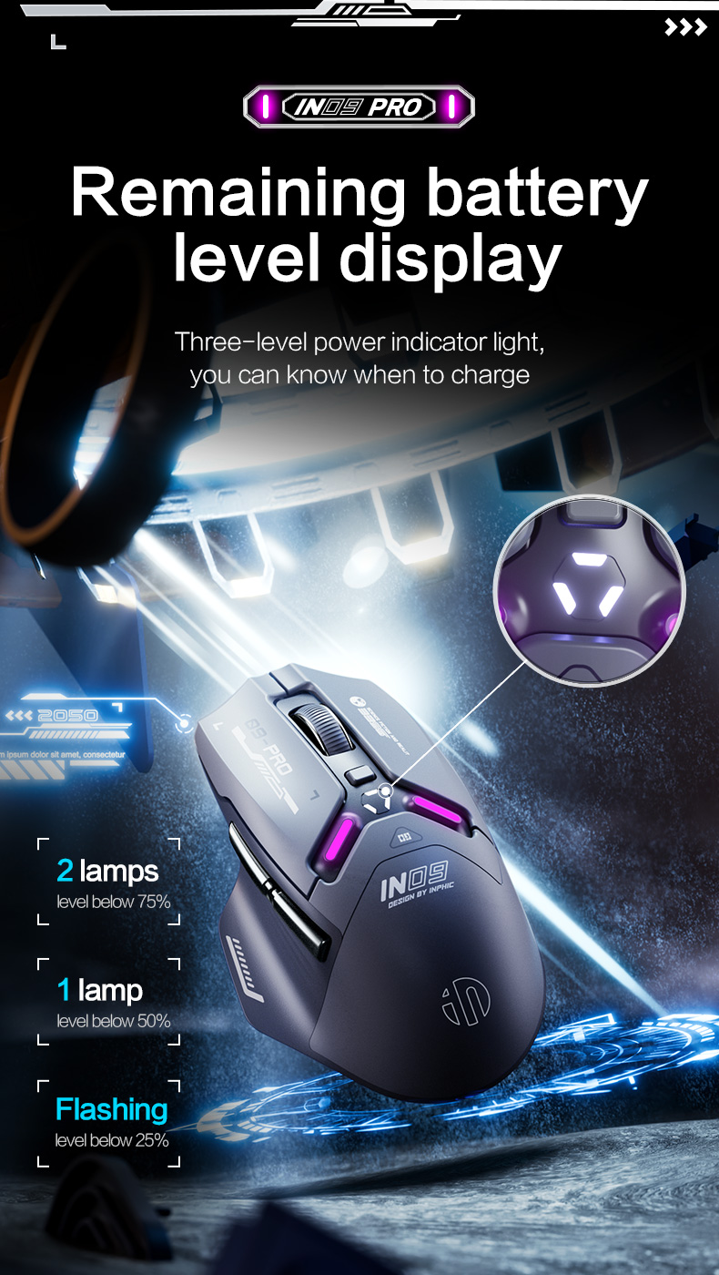 inphic IN9 pro Gaming Mouse Wireless/Wired/Bluetooth5.0 Tri-mode ...