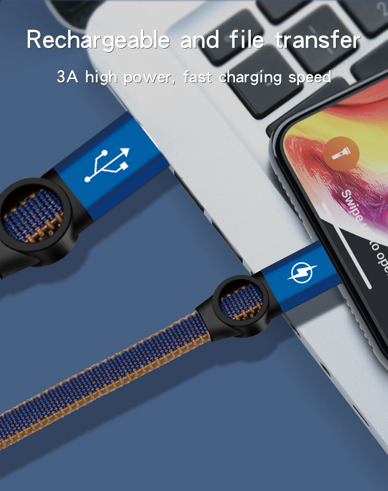 Ferris Wheel Charging Cable For ios Micro Type C Braided Flat Fast ...