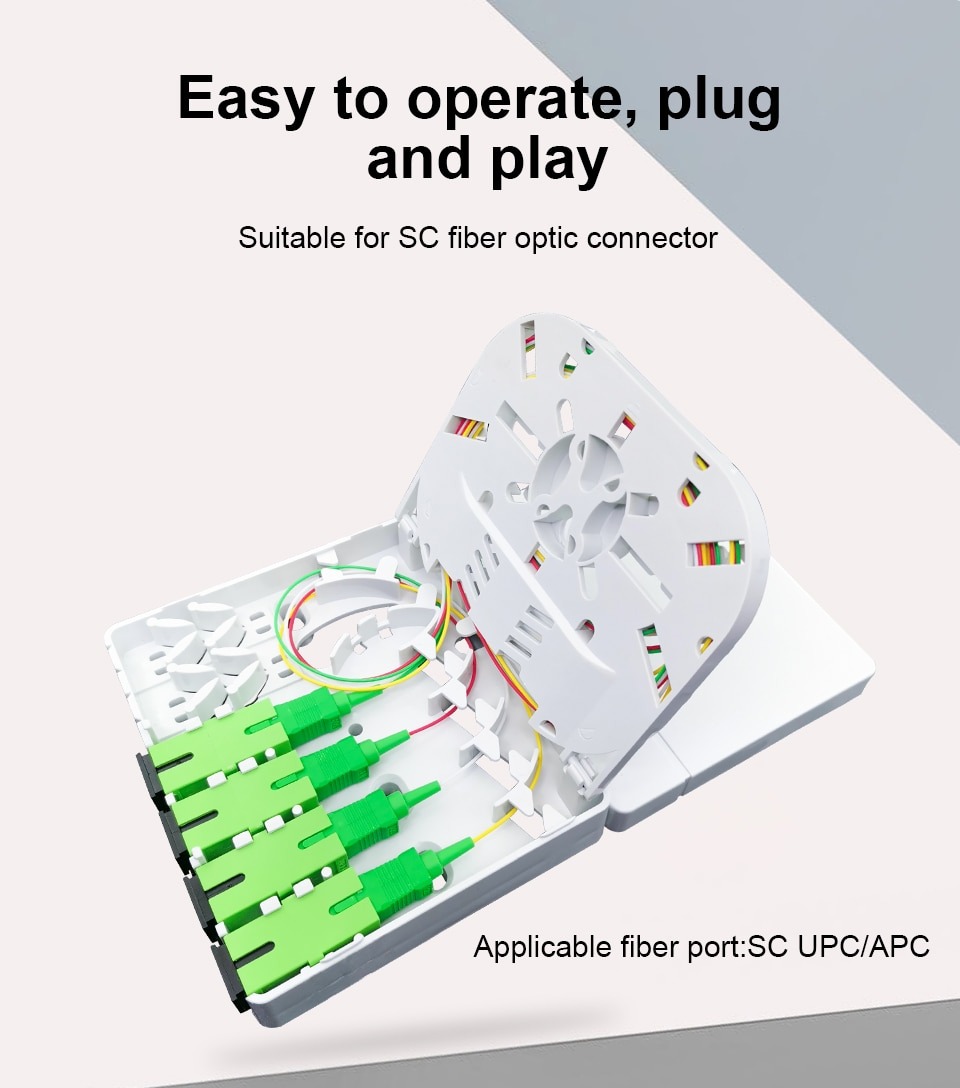 JT-COM 4-port fiber optic distribution box,4 core Fiber Panel Box SC ...