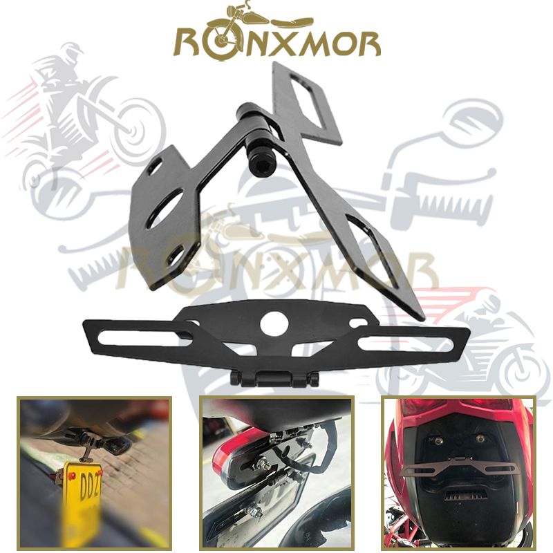 Motorcycle License Plate Bracket Taillight Mount Support Folding Number ...