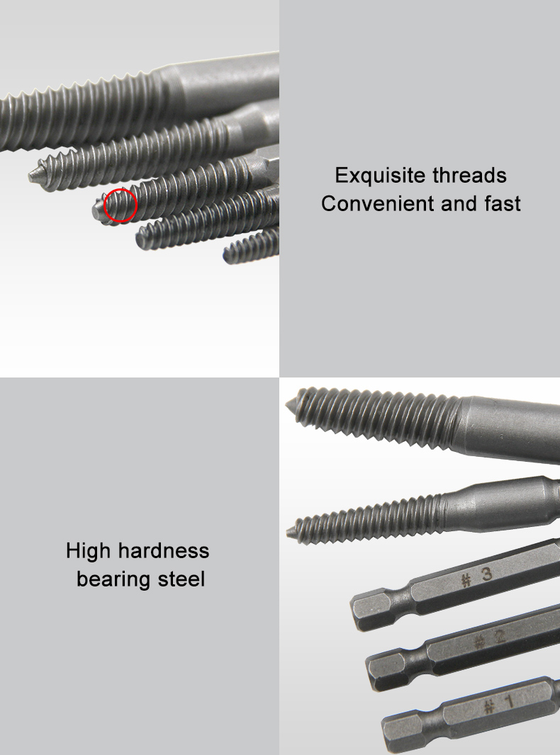 New 5-piece Hex Shank Broken Bolt Remover Kit, a Durable Tool for ...