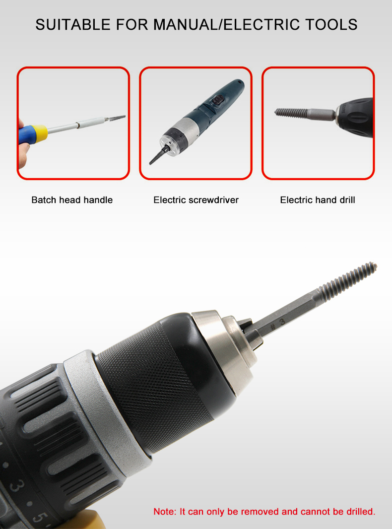 5pc Hex Shank Broken Head Bolt Remover Kit , Durable Tool for Removing ...