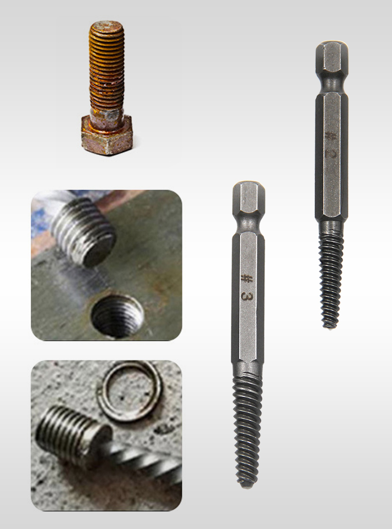 5pc Hex Shank Broken Head Bolt Remover Kit , Durable Tool for Removing ...