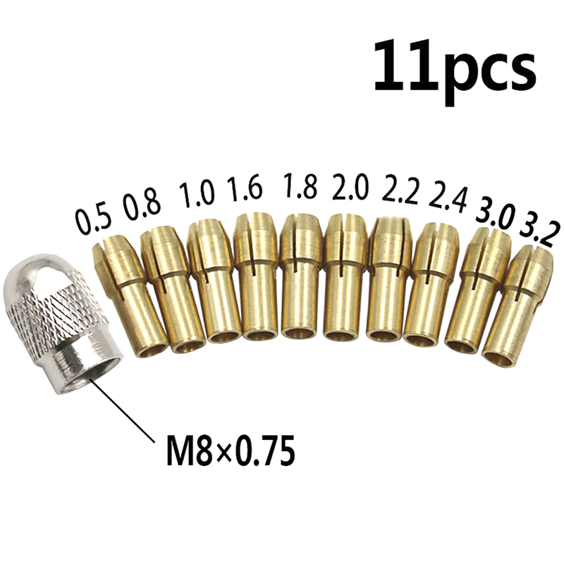 11pcs brass chuck silver nut drill bit clamp,mini drill chuck accessory ...