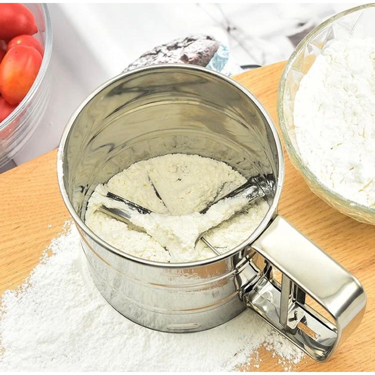 Double layer flour sieve stainless steel manual flour sieve cup ...