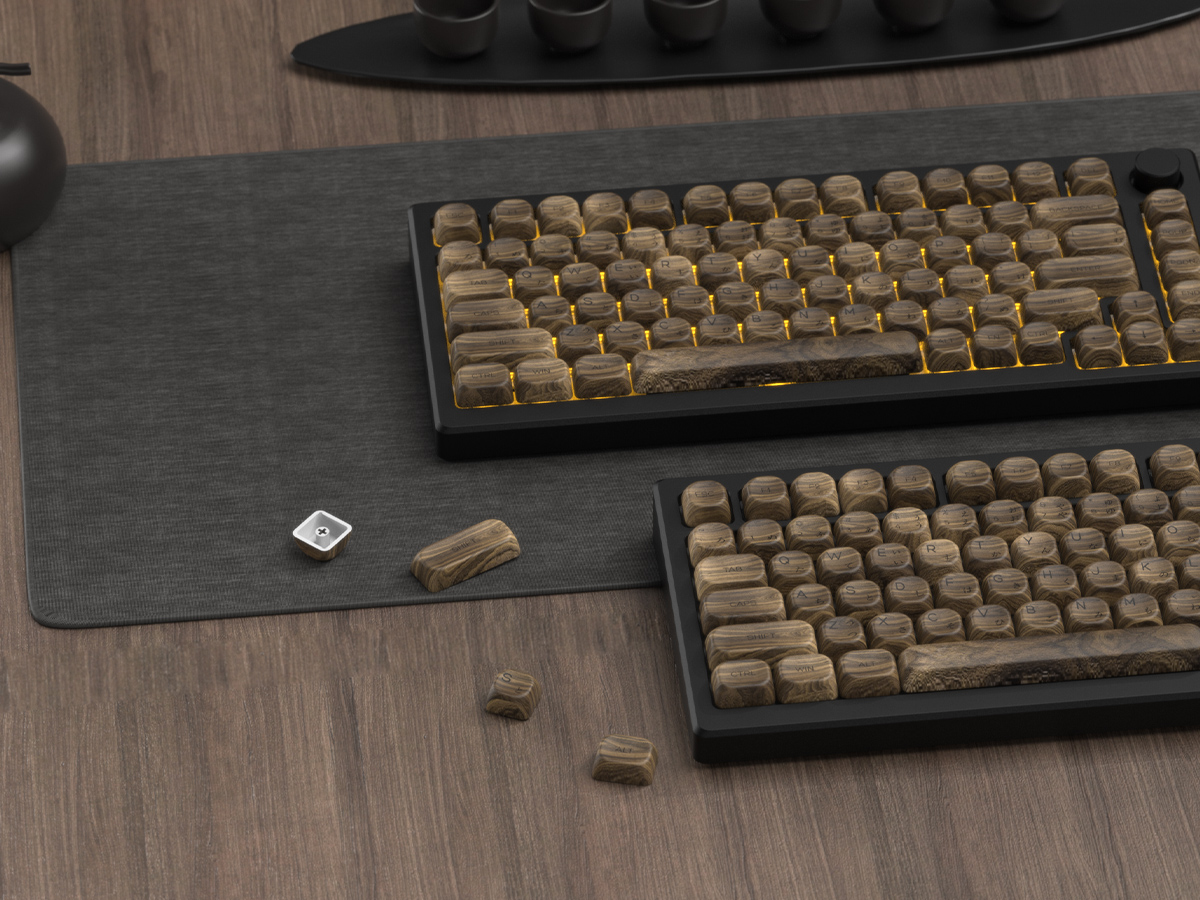 WOMIER 134 Keys MOA Profile Walnut Wood Theme PBT Keycaps Custom Dye ...