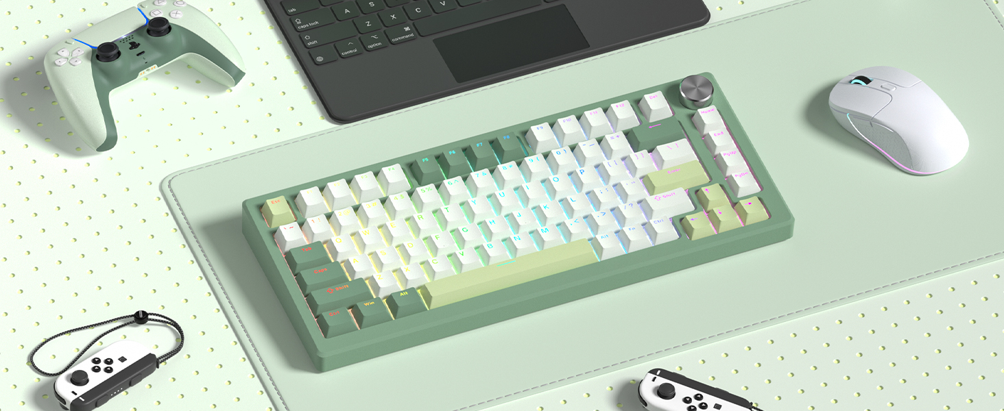140 Keys Milk Green Cherry Profile Keycaps Cover Shine Through Gradient ...