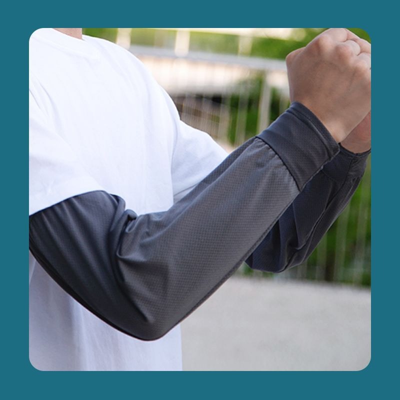 Men Ice Silk Cool Arm Sleeves Loosing Cooling UV Protection Arm Cover ...