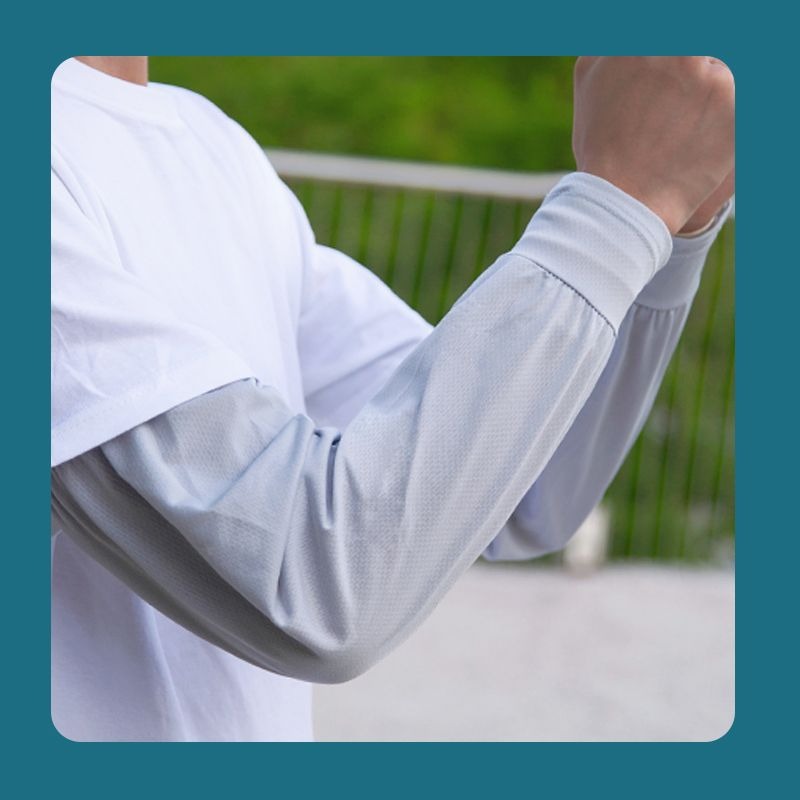 Men Ice Silk Cool Arm Sleeves Loosing Cooling UV Protection Arm Cover ...