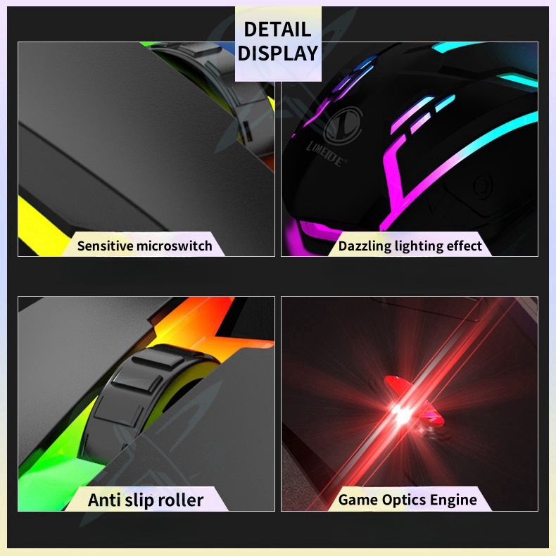 【Ready Stock】Limei S1 Mechanical Gaming Mouse LED Luminous Backlit USB ...
