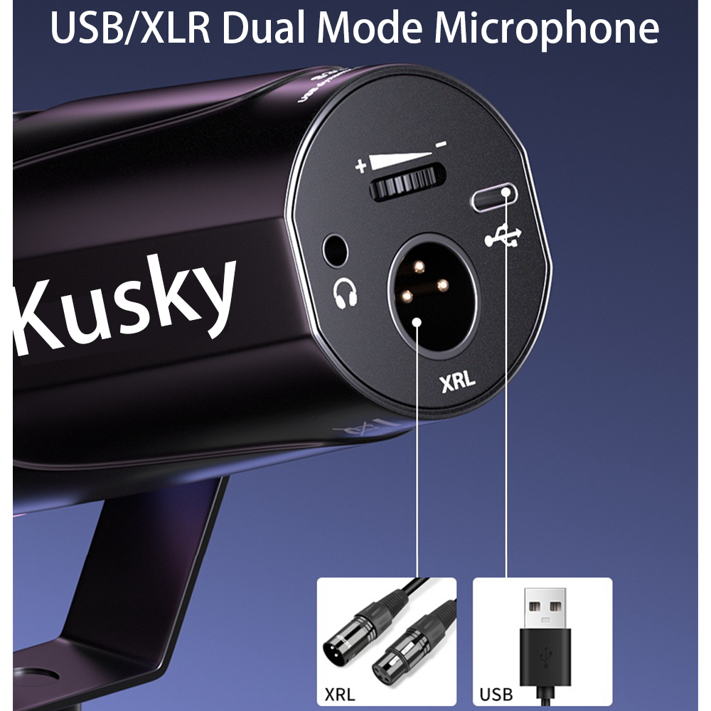 Kusky FS200 Dynamic Microphone USB/XLR Dual Mode Mic RGB USB Gaming Mic ...