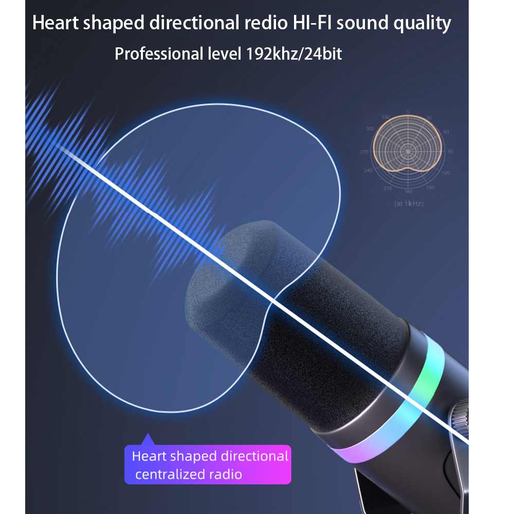 Kusky FS200 Dynamic Microphone USB/XLR Dual Mode Mic RGB USB Gaming Mic ...