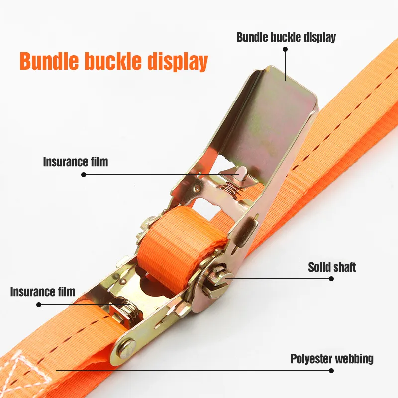 Cargo Strap with Ratchet Heavy Duty Max Tensile Force 800kg Adjustable ...